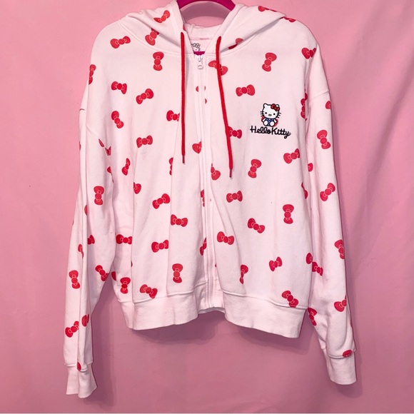 Hello Kitty | Jackets & Coats | Hello Kitty Bow Zip Up Jacket Xxl ...